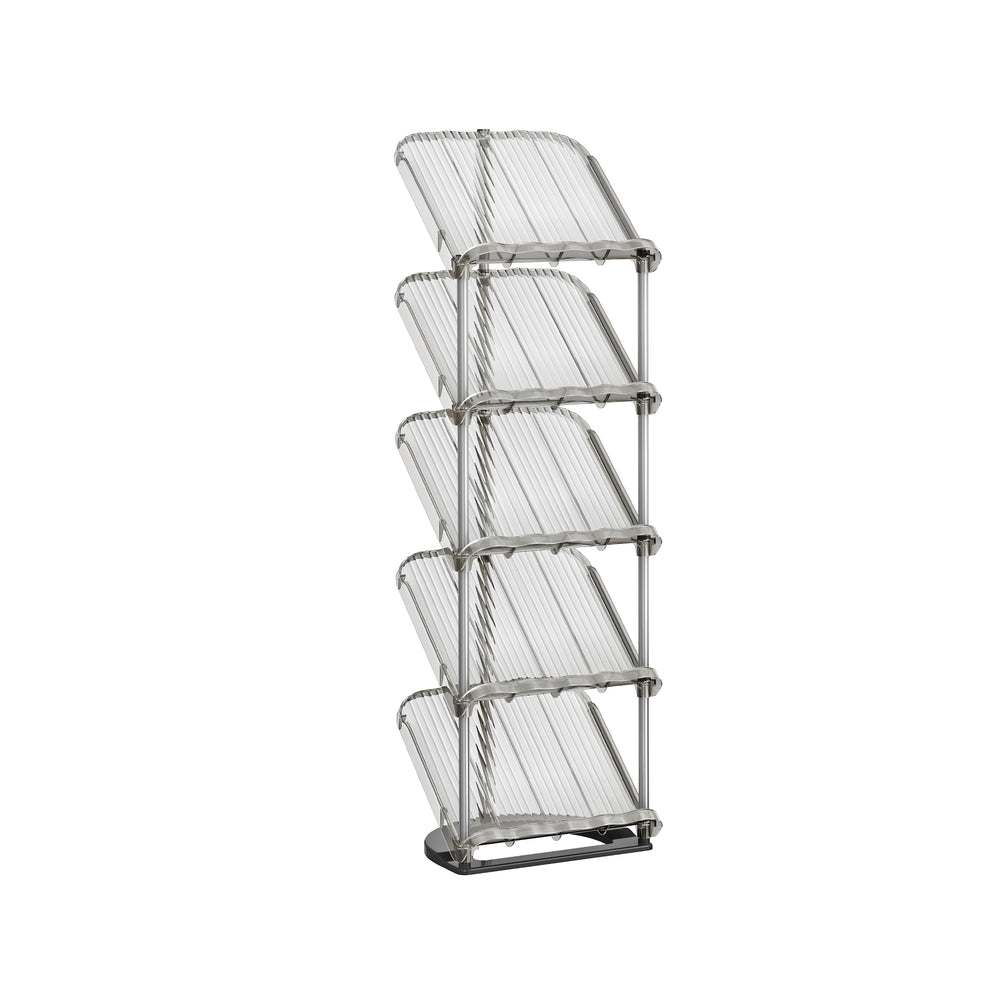 Shoe rack with customisable sloping shelves