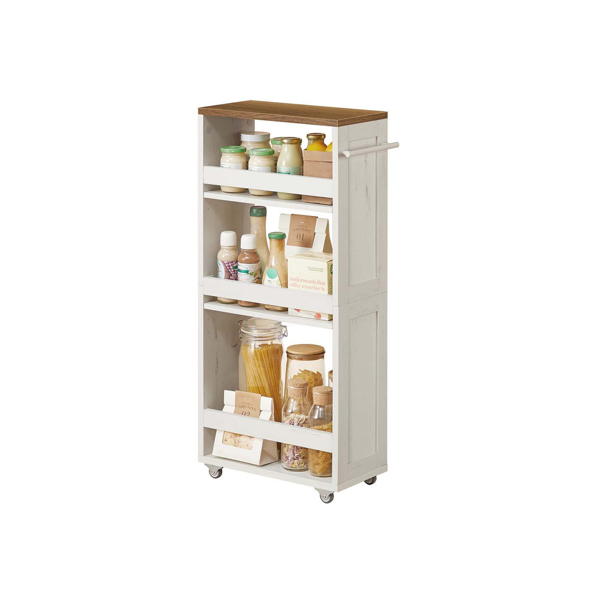 4-Tier Slim Kitchen Storage Trolley with Wheels