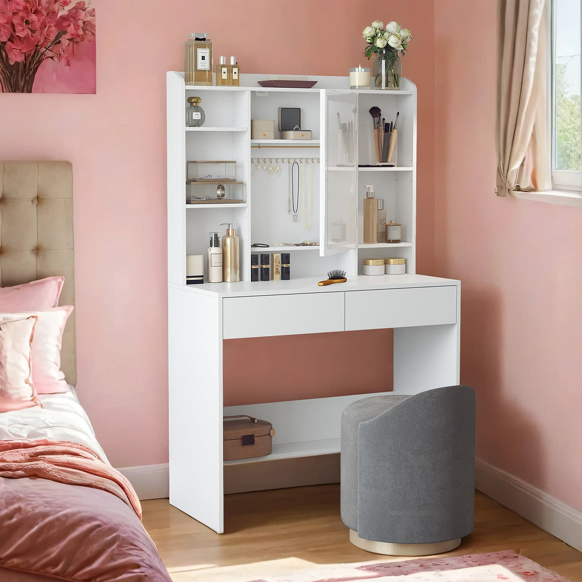 VASAGLE Dressing Table with LED Lights | SONGMICS HOME