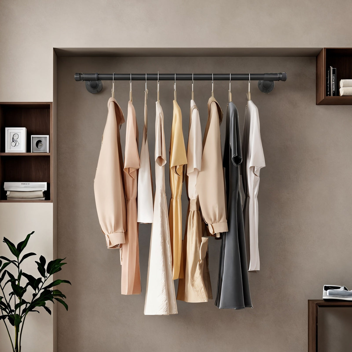 SONGMICS Wall-Mounted Steel Clothes Rail | SONGMICS HOME